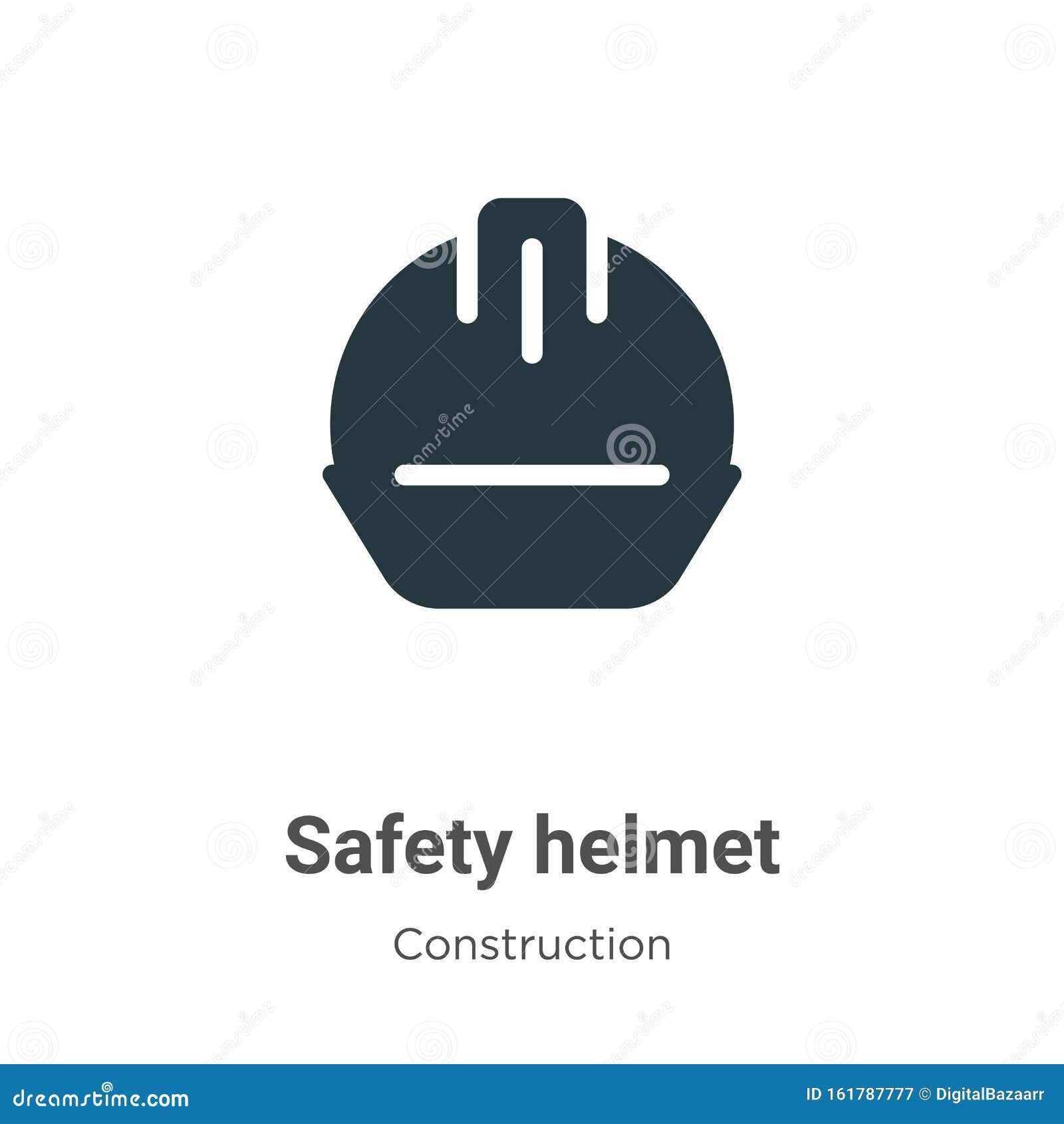 Safety Helmet Vector Icon on White Background. Flat Vector Safety ...