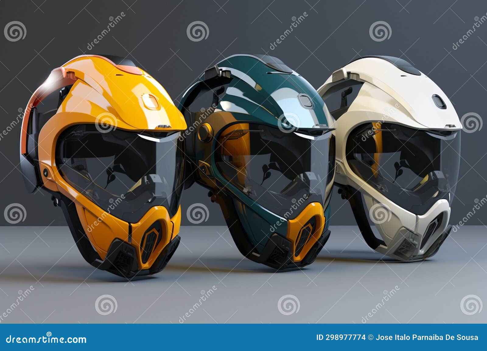 Safety Helmets with Integrated Face Shields for Fu Stock Illustration ...