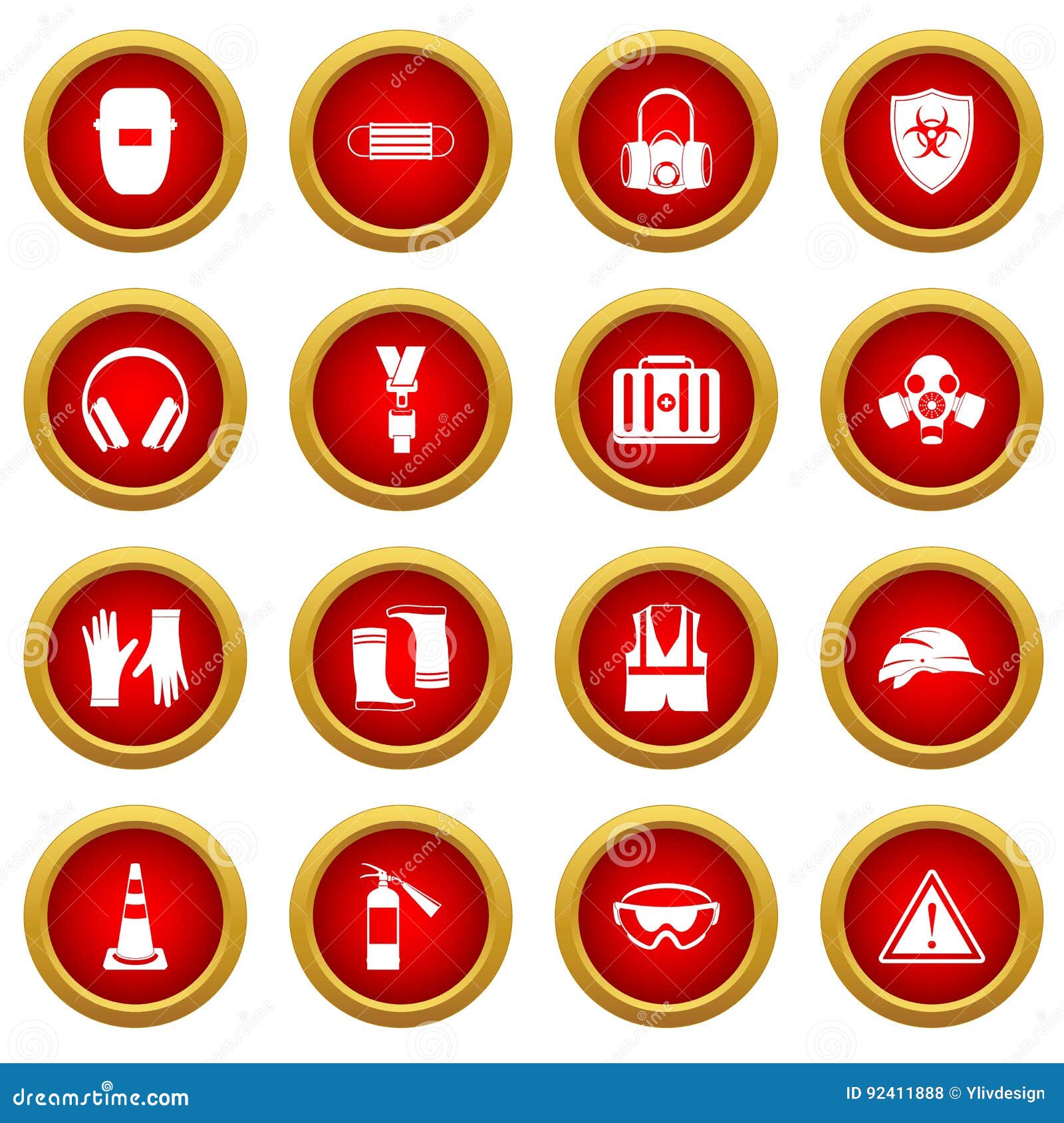 Safety icon red circle set stock vector. Illustration of protection ...