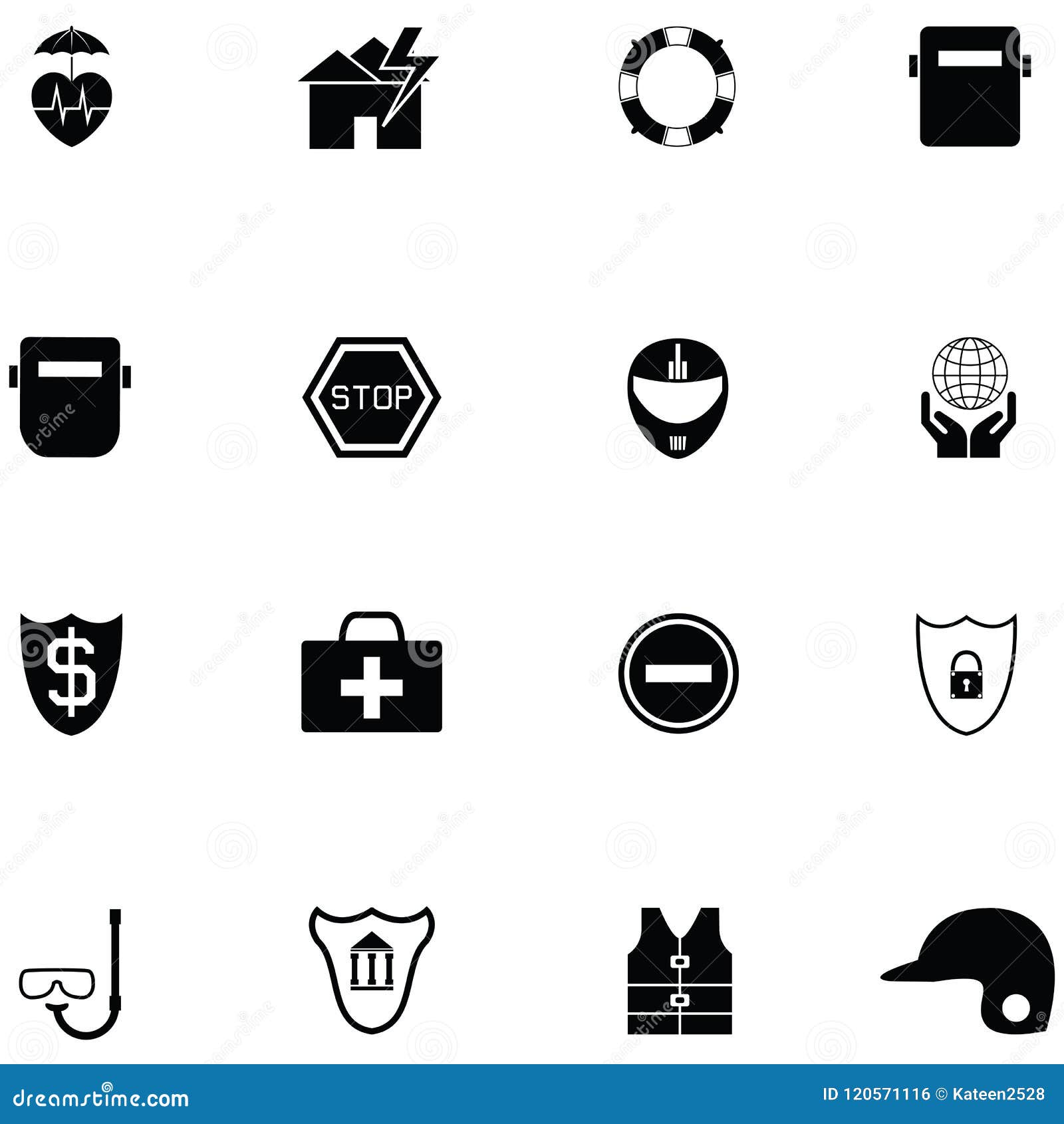 Safety icon set stock vector. Illustration of vector - 120571116