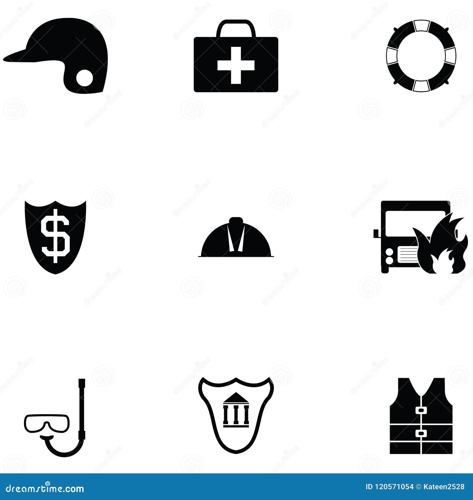 Safety icon set stock vector. Illustration of design - 120571054