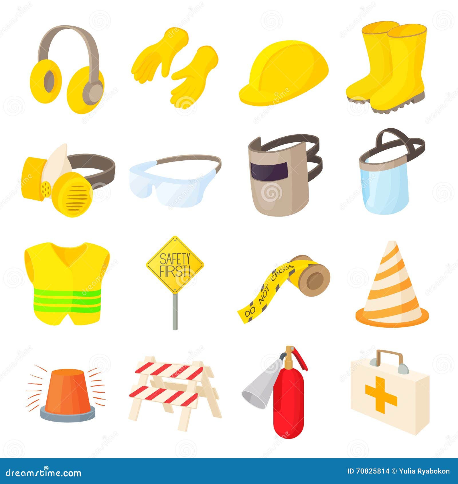 Safety Icons Set, Cartoon Style Stock Vector - Illustration of help ...