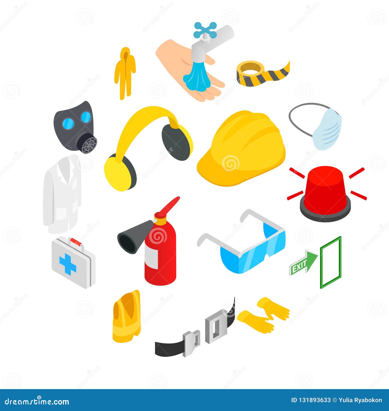 Safety Icons Set, Isometric 3d Style Stock Vector - Illustration of ...