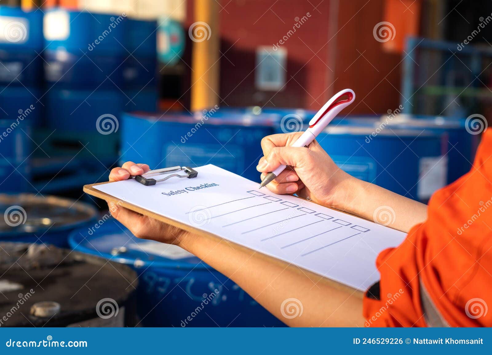 Safety Inspection On The Checklist Document Action. Stock Photography ...