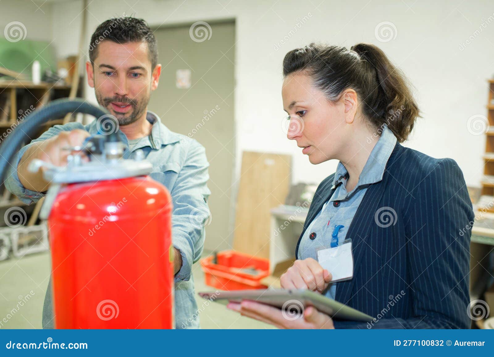 Safety Inspector Inspecting Industrial Workshop Stock Photo - Image of ...