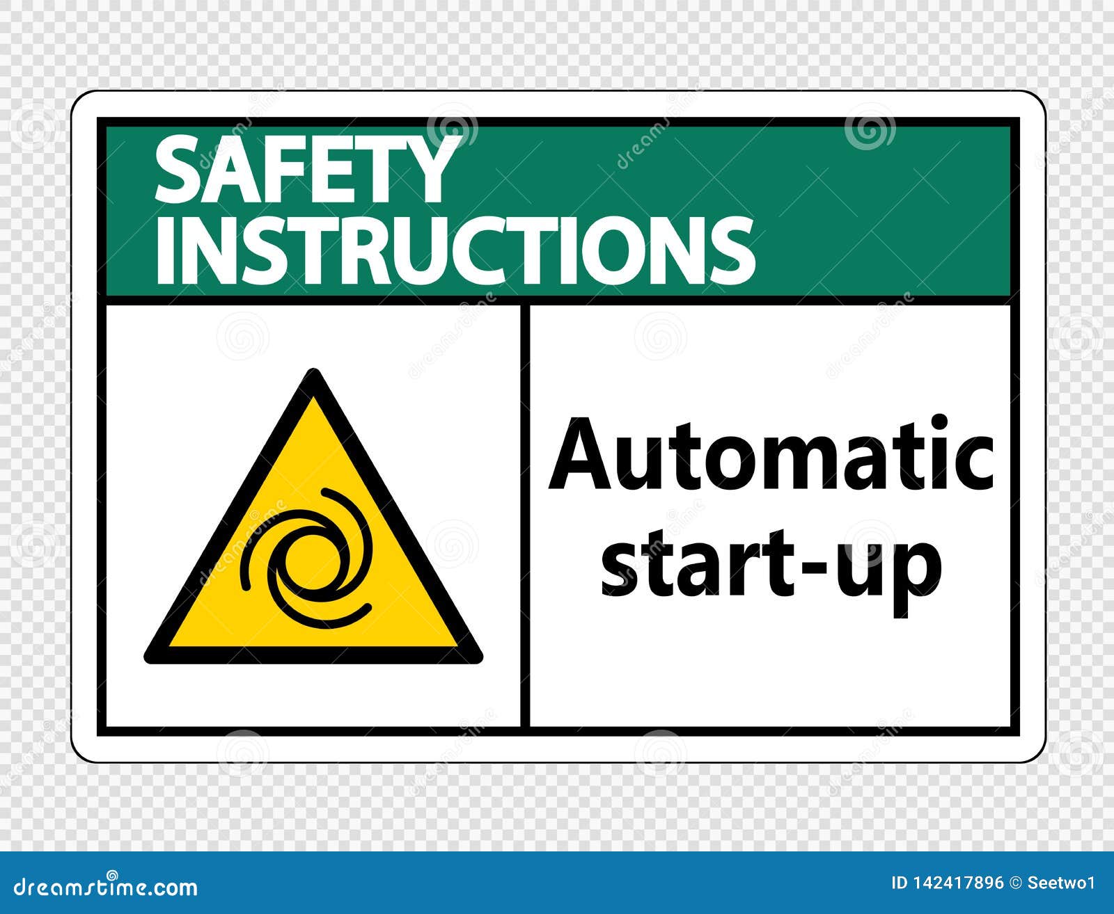 Symbol Safety Instructions Automatic Start-up Sign on Transparent ...