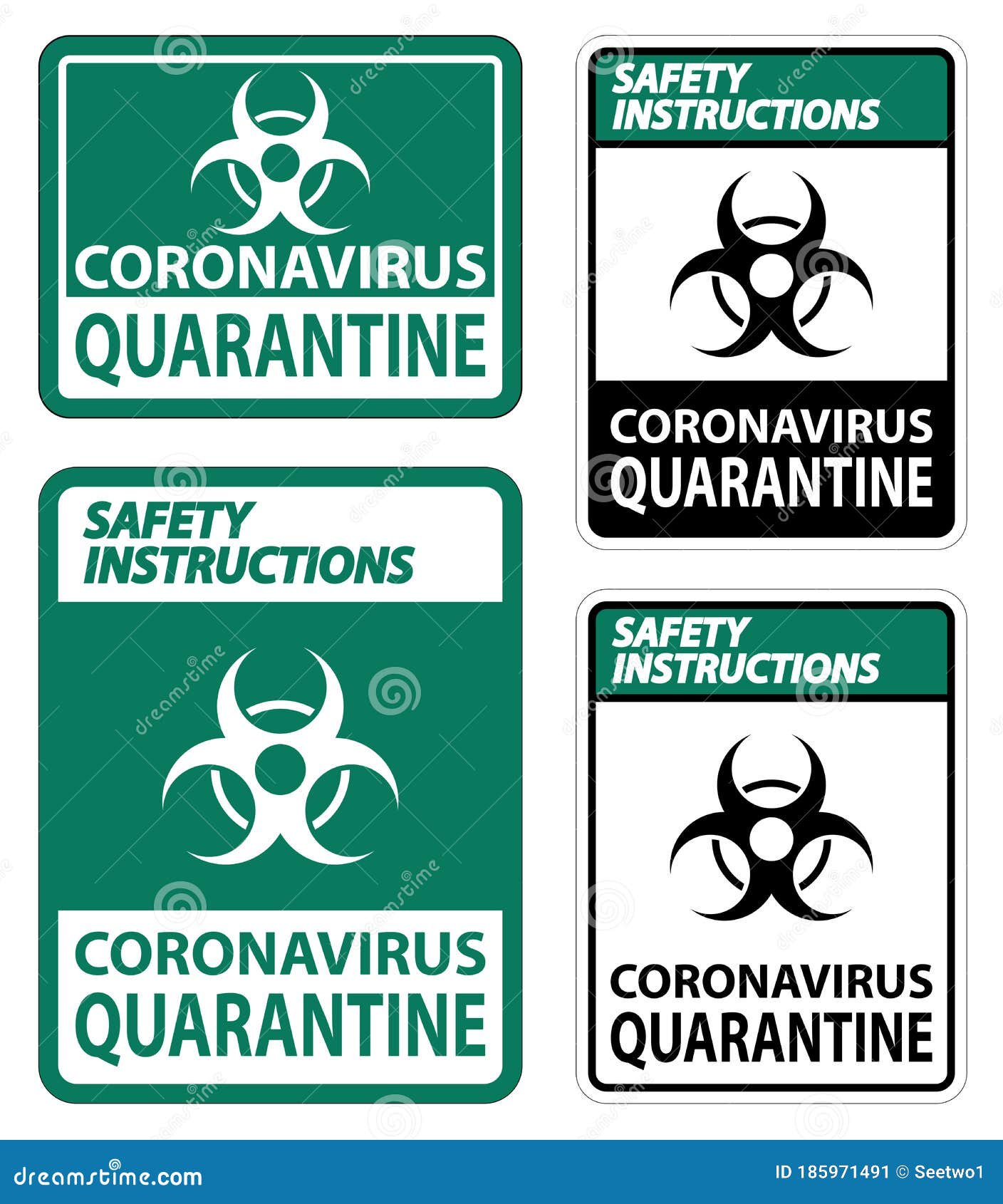 Safety Instructions Coronavirus Quarantine Sign Isolate On White ...