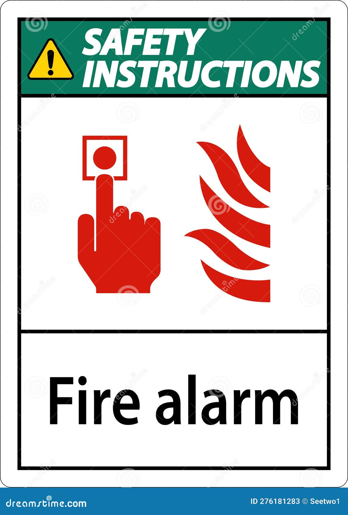 Safety Instructions Fire Alarm Sign on White Background Stock Vector ...