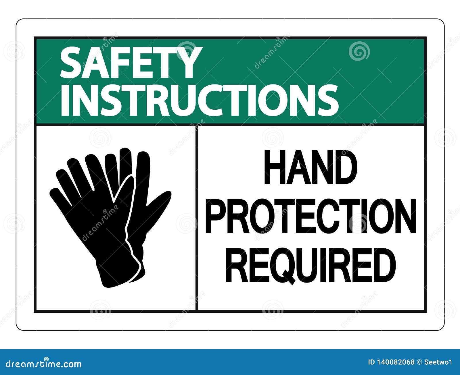 Symbol Safety Instructions Hand Protection Required Wall Sign on White ...
