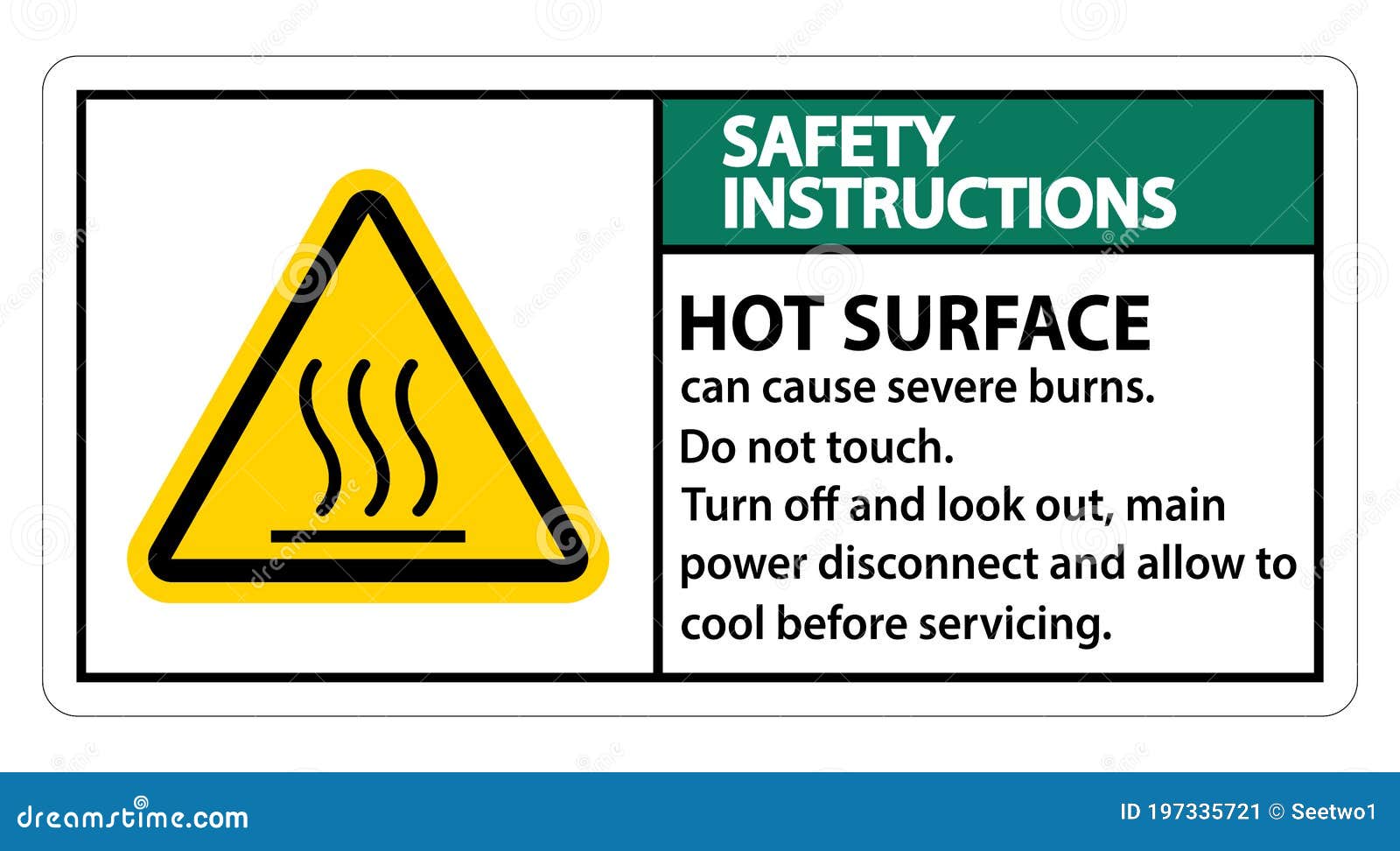 Safety Instructions Hot Surface Sign on White Background Stock Vector ...