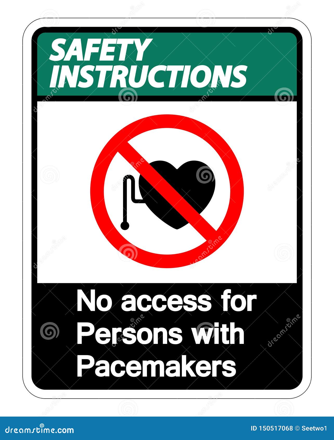 Safety Instructions No Access for Persons with Pacemaker Symbol Sign ...