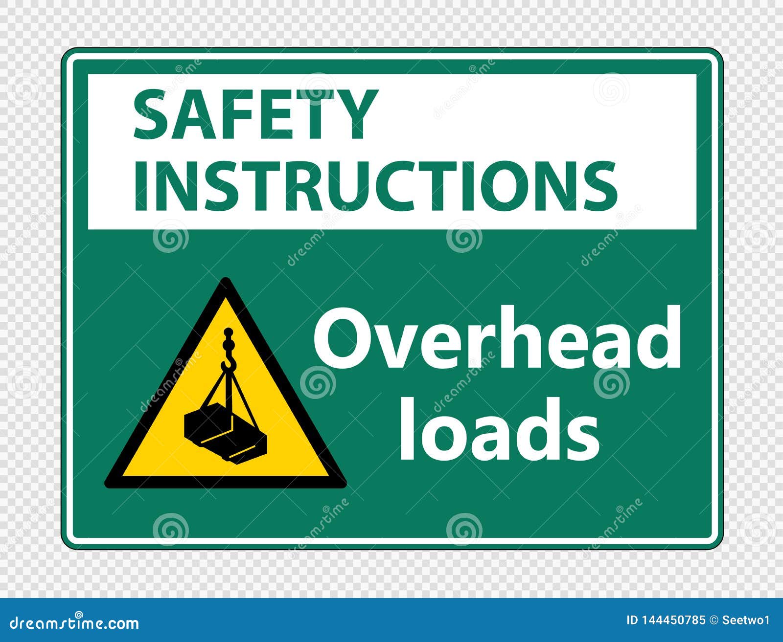 Symbol Safety Instructions Overhead Loads Sign on Transparent ...