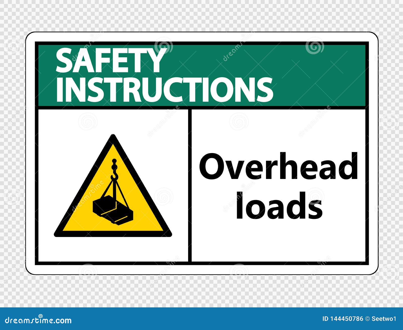 Symbol Safety Instructions Overhead Loads Sign on Transparent ...