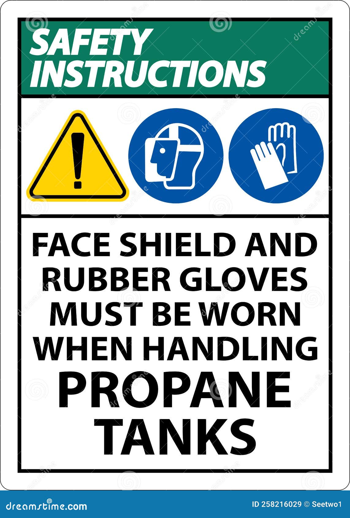 Safety Instructions PPE Required when Handling Propane Tanks Sign Stock ...