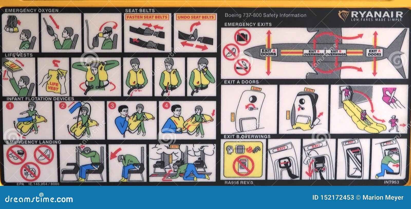 Safety Instructions on the Seat of an Airplane Editorial Stock Photo ...