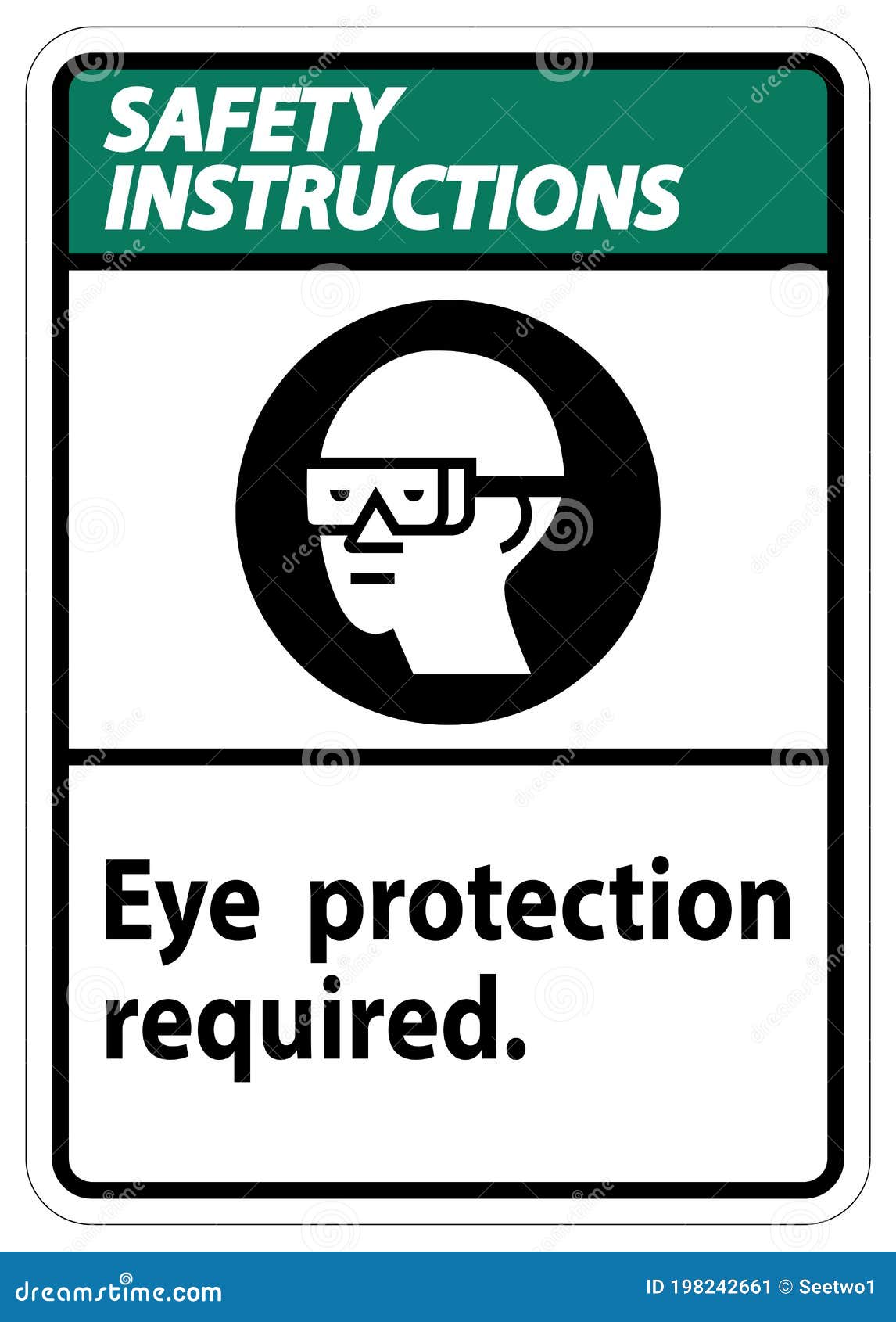 Safety Instructions Sign Eye Protection Required Symbol Isolate on ...