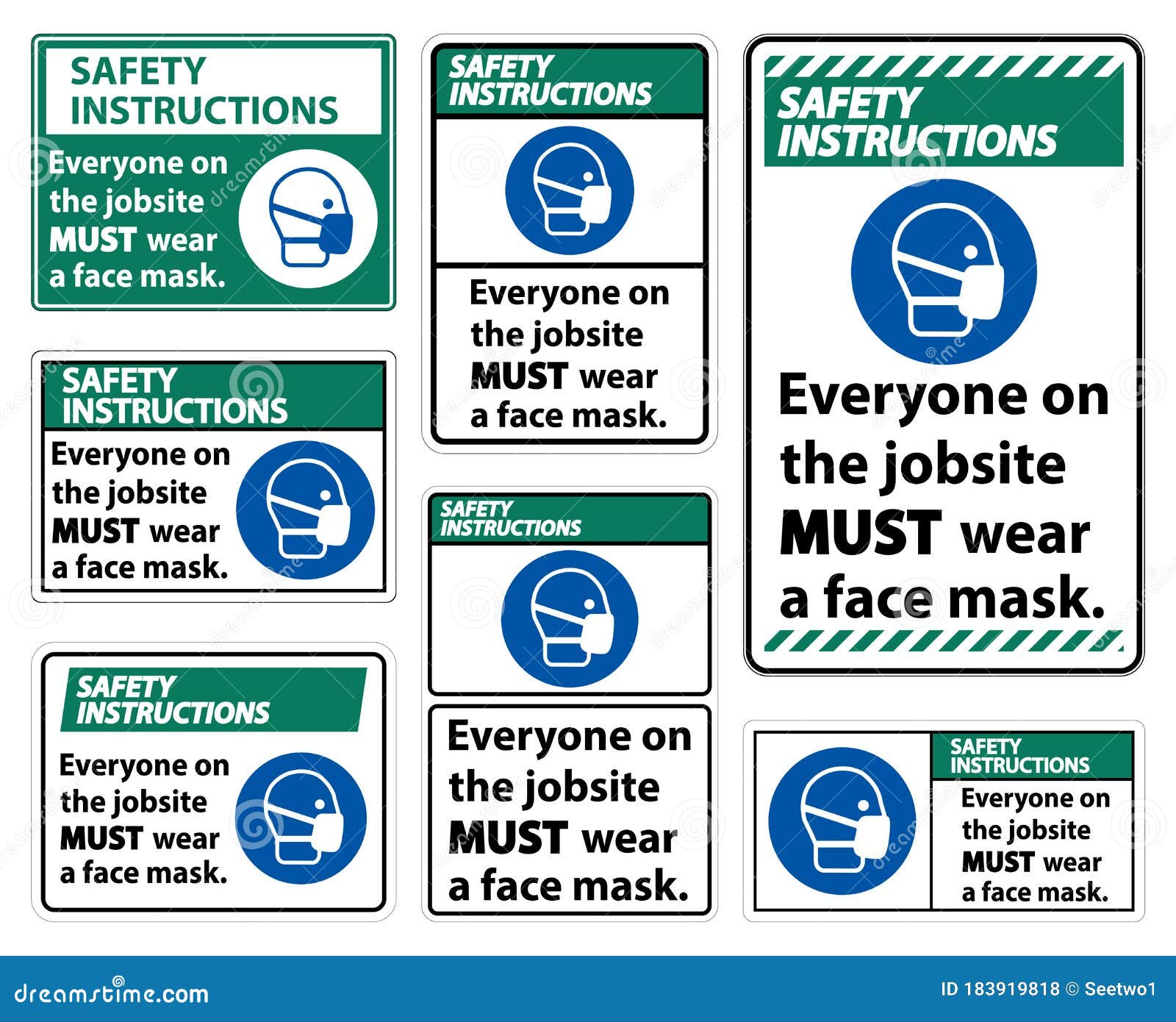 Safety Instructions Wear a Face Mask Sign Isolate on White Background ...