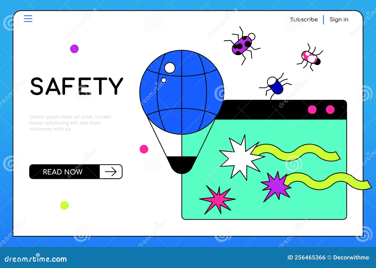 Safety and Internet Connection - Colorful Flat Design Style Banner ...