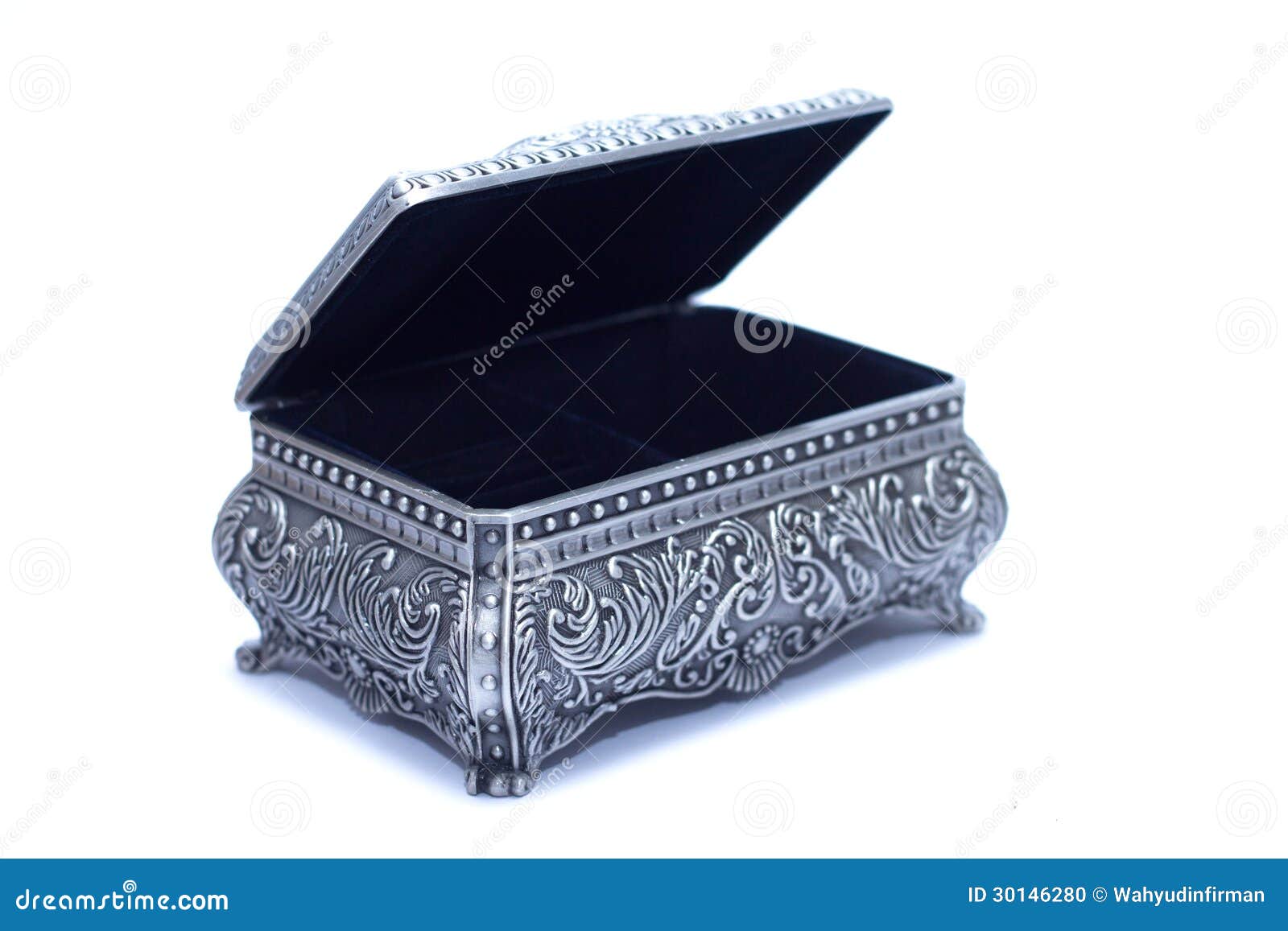 Opened Silver Chest on White Background Stock Photo - Image of coin ...