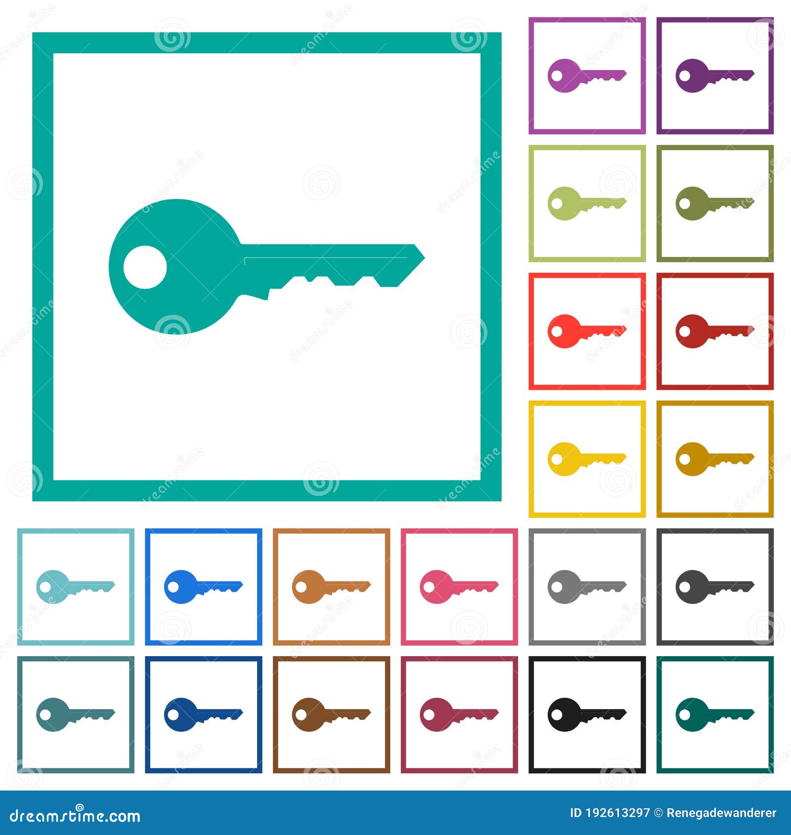 Safety Key Flat Color Icons with Quadrant Frames Stock Vector ...