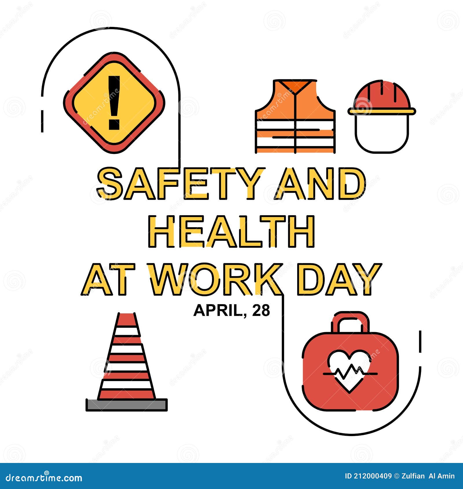 Safety Kit for Worker with Colorful Illustration. Stock Vector ...