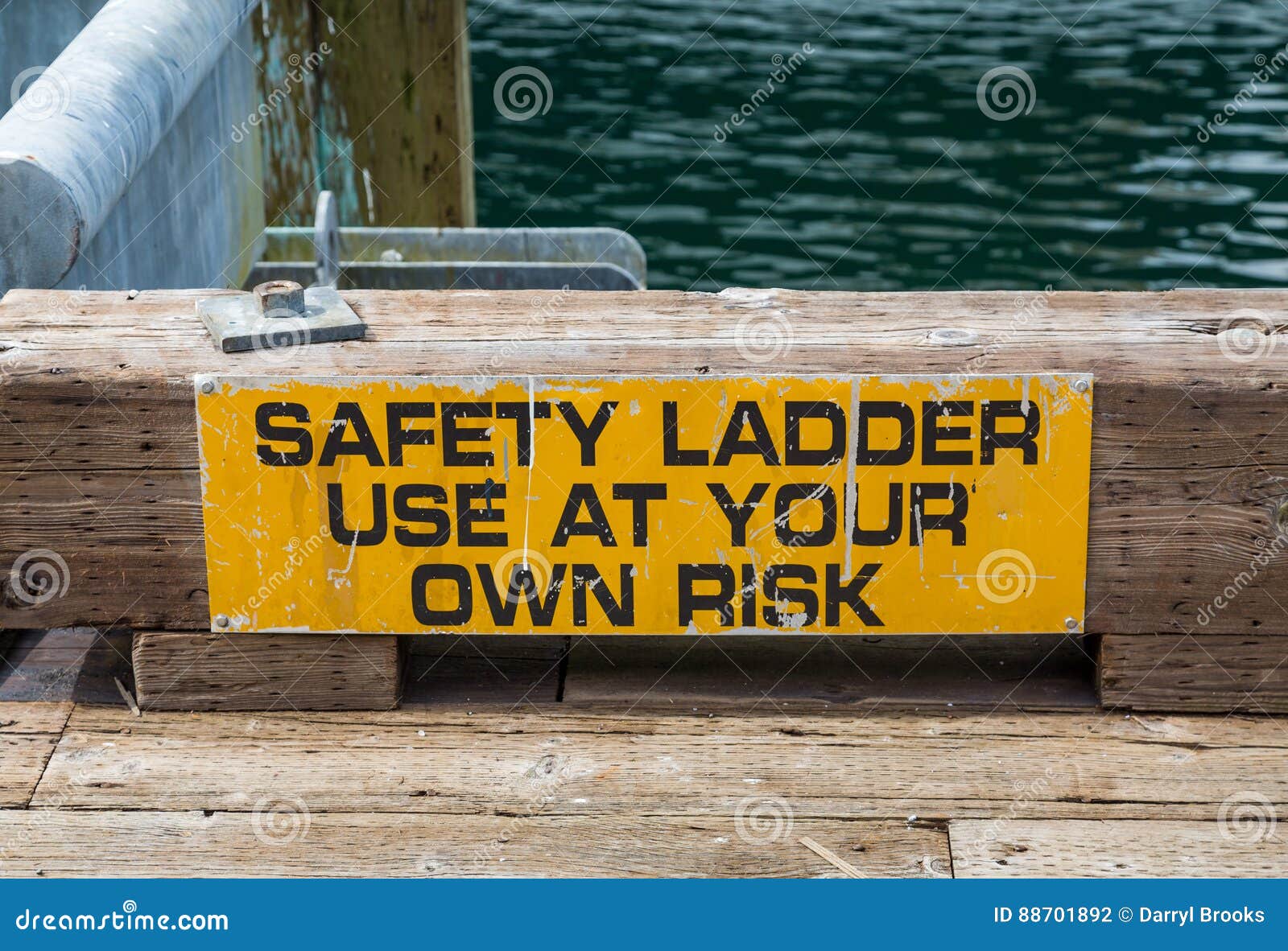 Safety Ladder Use at Own Risk Stock Photo - Image of black, safety ...