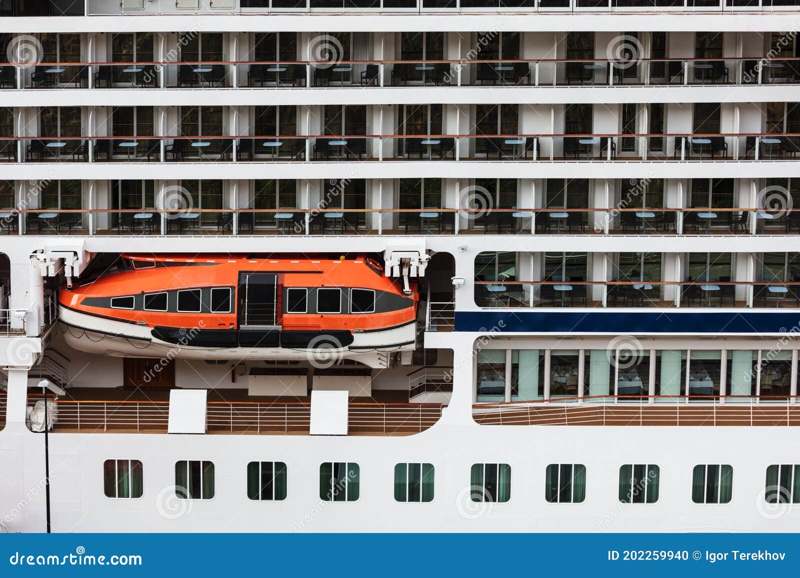 Safety Lifeboat on Deck of Passenger Ship Stock Photo - Image of hotel ...