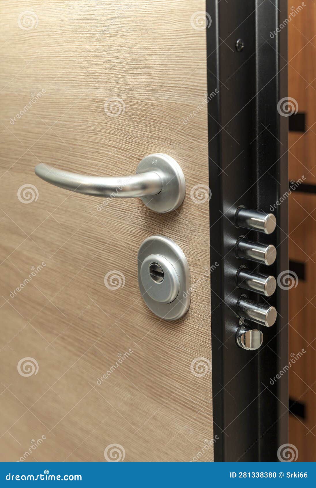 Safety Lock on the Safety Door Stock Photo - Image of entrance, closeup ...