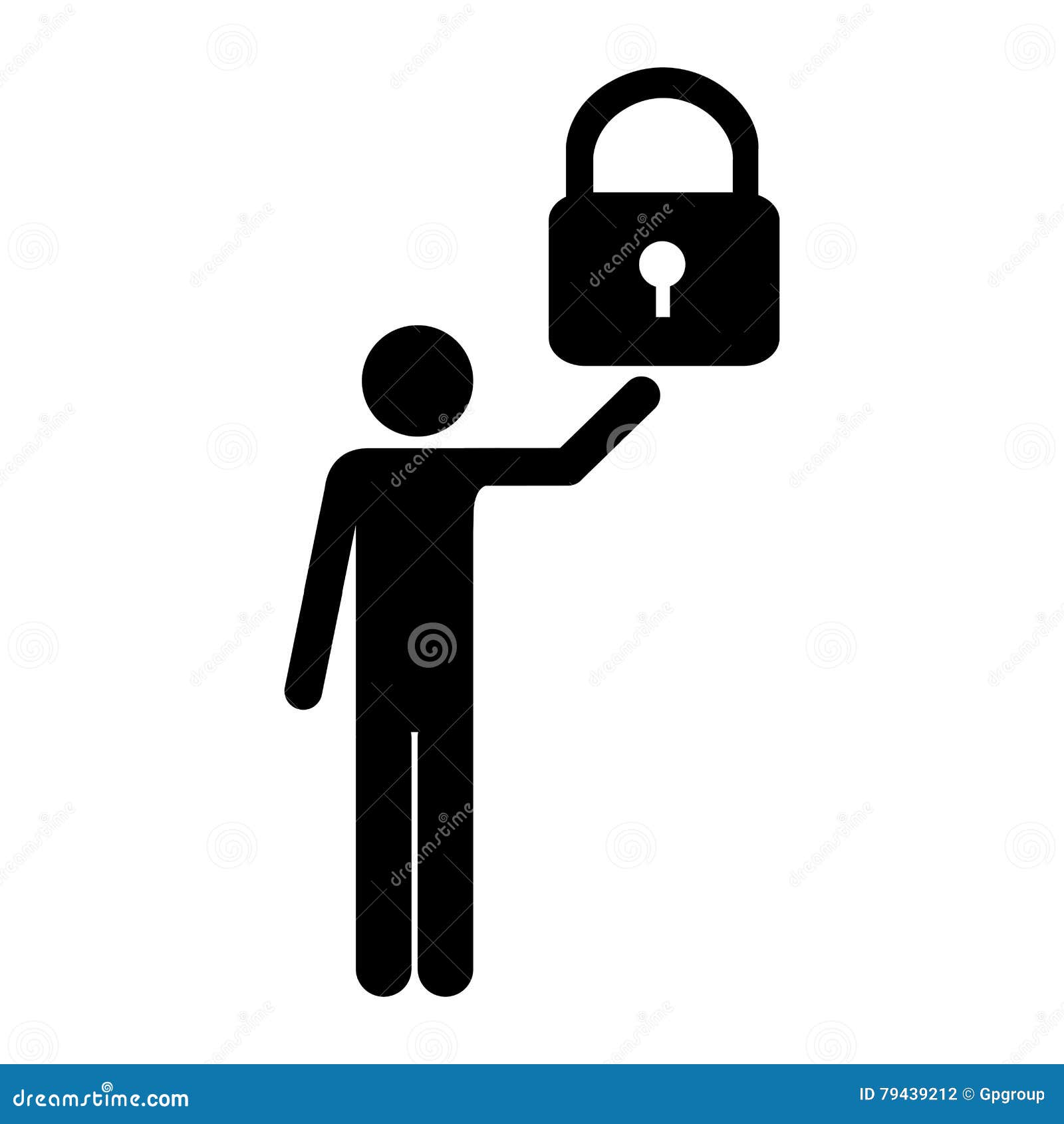 Safety Lock and Man Pictogram Icon Image Stock Vector - Illustration of ...