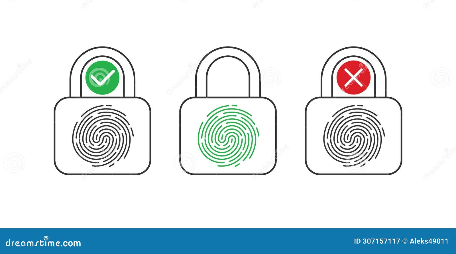 Safety Lock. Set of Fingerprints . Security Access Sign. Vector ...