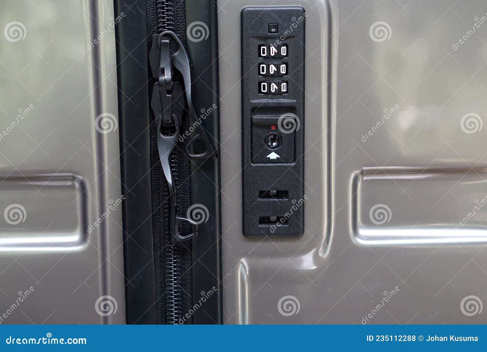 Safety Lock on Suitcase Zipper with Number Combination Method Stock ...