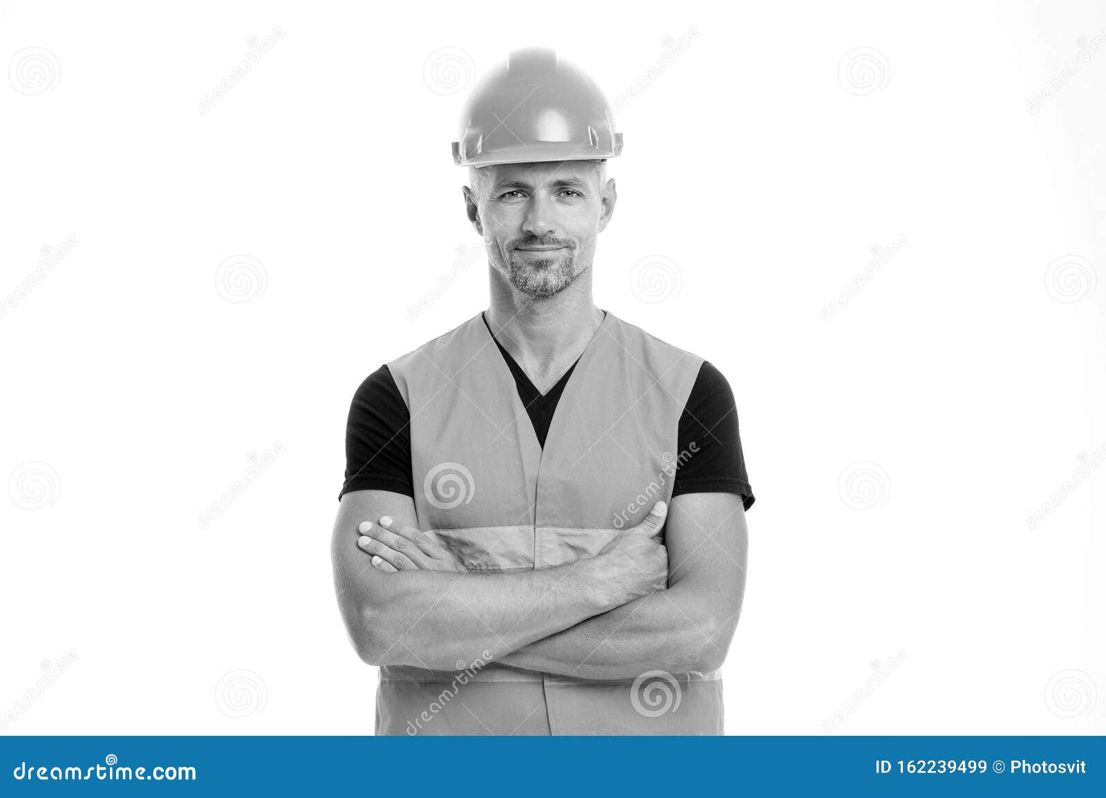 Safety is Main Point. Man Protective Hard Hat and Uniform White ...