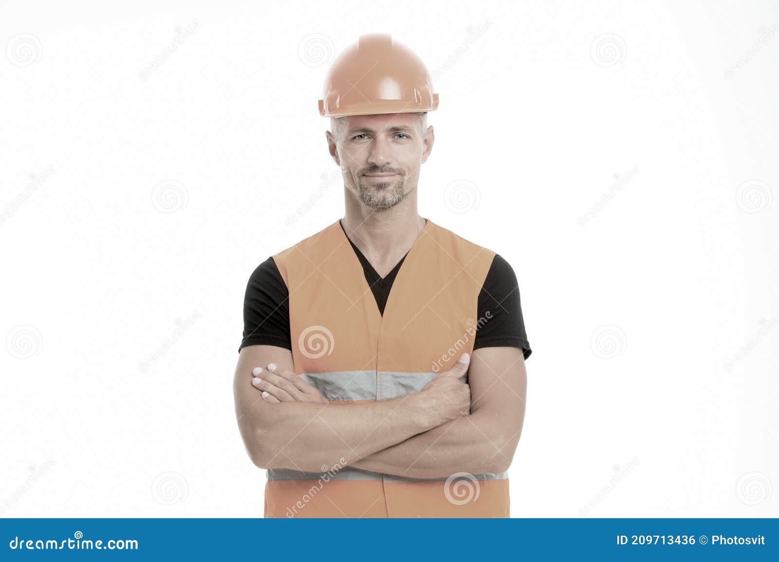 Safety is Main Point. Man Protective Hard Hat and Uniform White ...