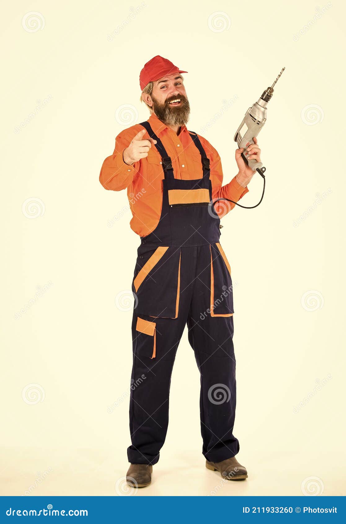 Safety Measures. Drilling Concept. Perforator and Bit. Powerful Drill ...