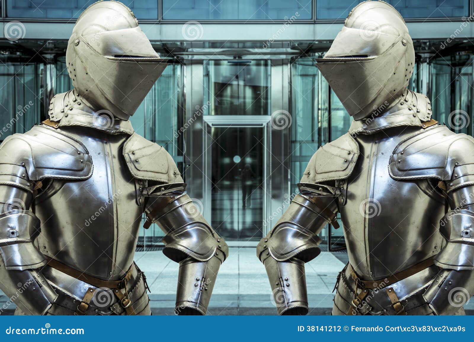 Safety.Medieval Armor Protecting a Business Building Stock Photo ...