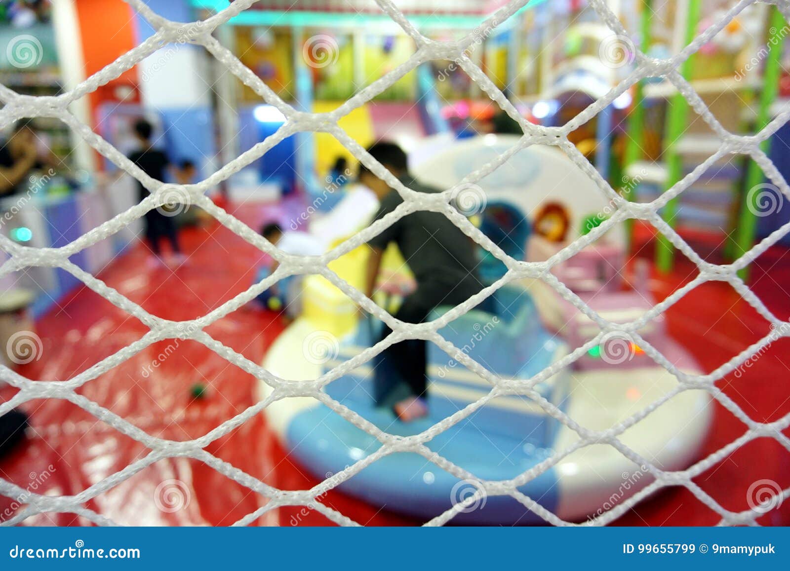 Safety Mesh for Children at Indoor Playground with Blurred Focus Stock ...