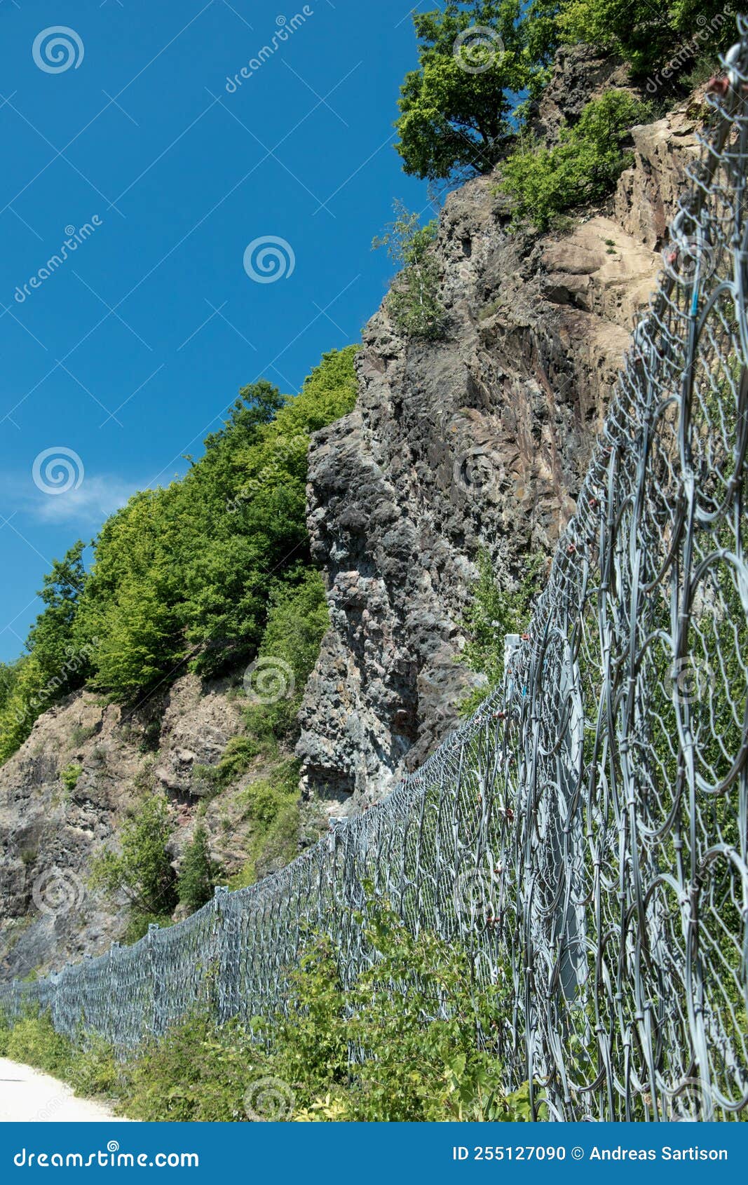 Safety Metal Netting Covers the Rocky Cliffs from Falling Rocks Stock ...