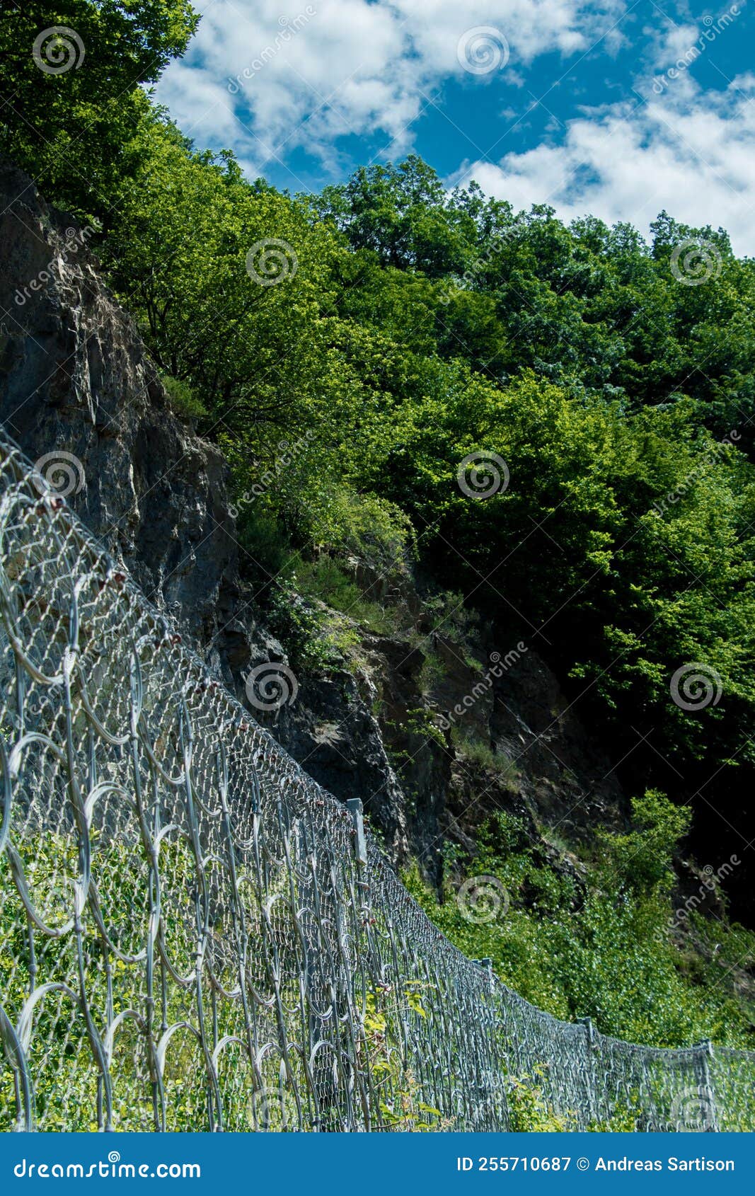Safety Metal Netting Covers the Rocky Cliffs from Falling Rocks Stock ...