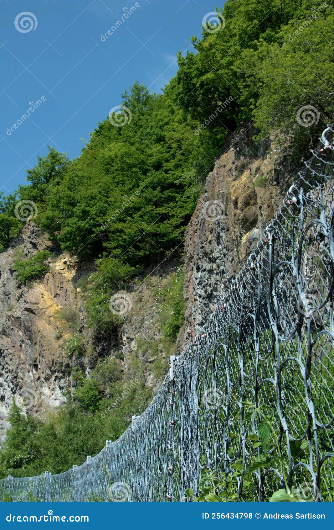 Safety Metal Netting Covers the Rocky Cliffs from Falling Rocks Stock ...