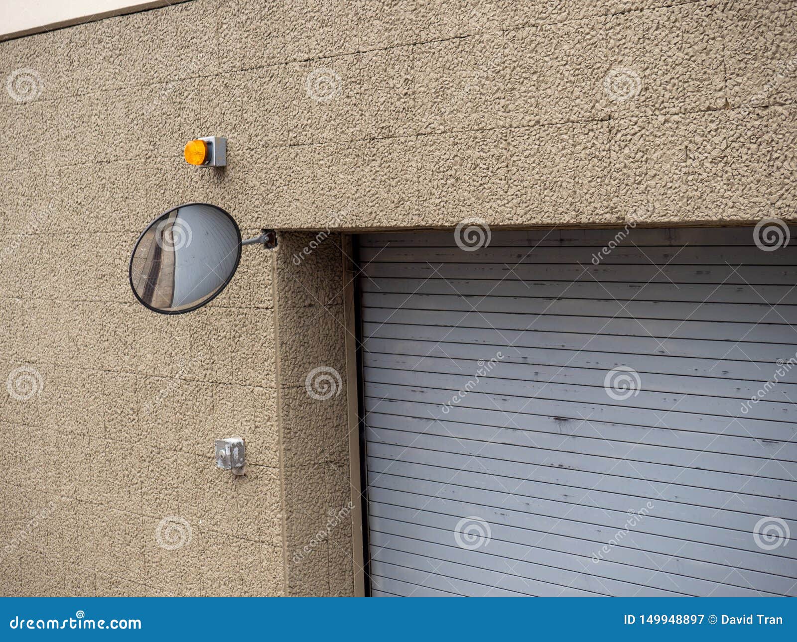 Safety Mirror on Corner of Parking Garage Complex Building Entrance ...