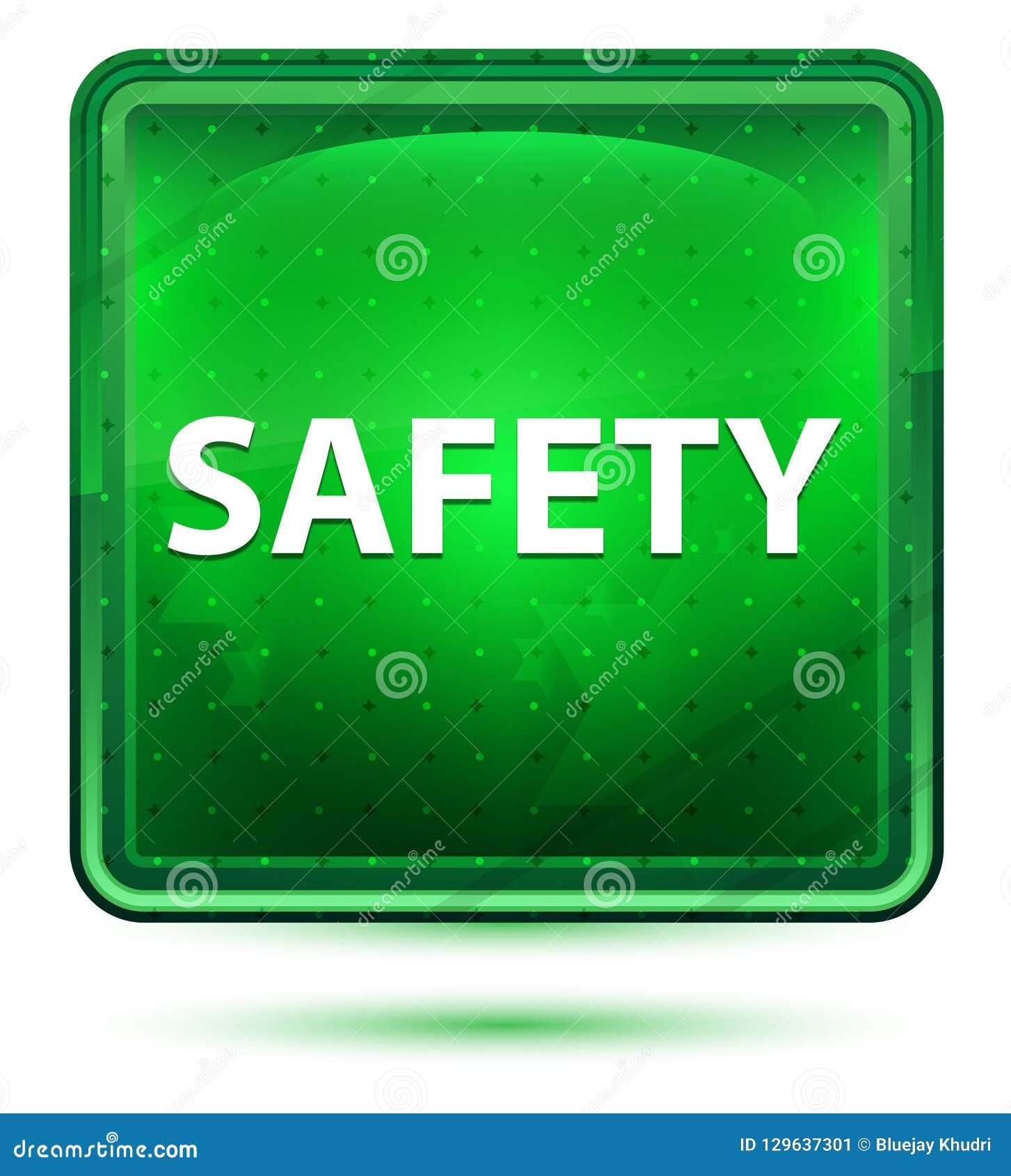 Safety Neon Light Green Square Button Stock Illustration - Illustration ...