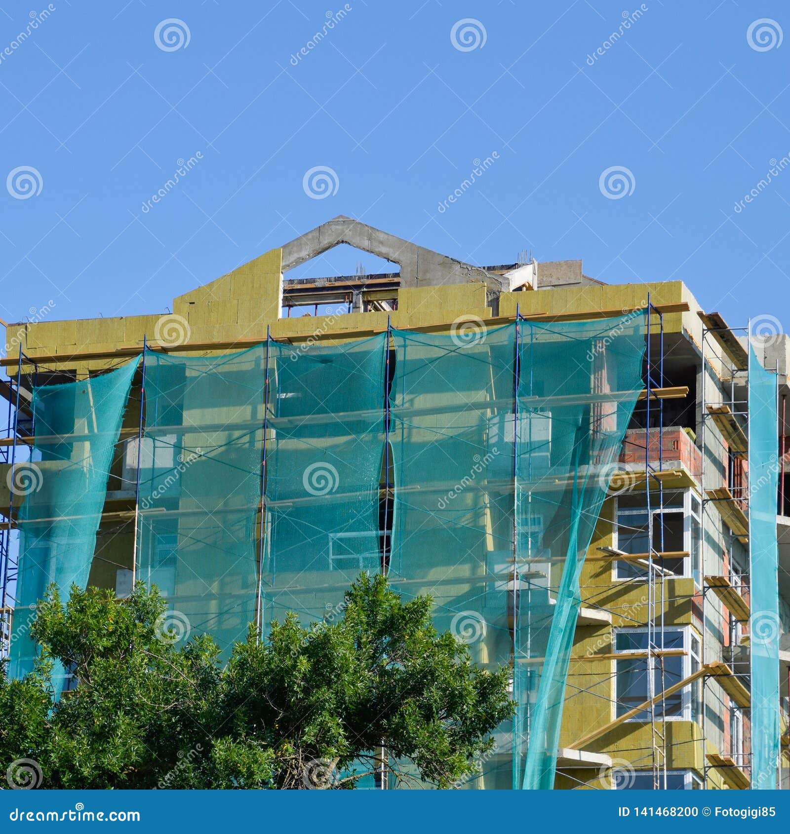 Safety Net in the Newly Built High-rise Building Stock Photo - Image of ...