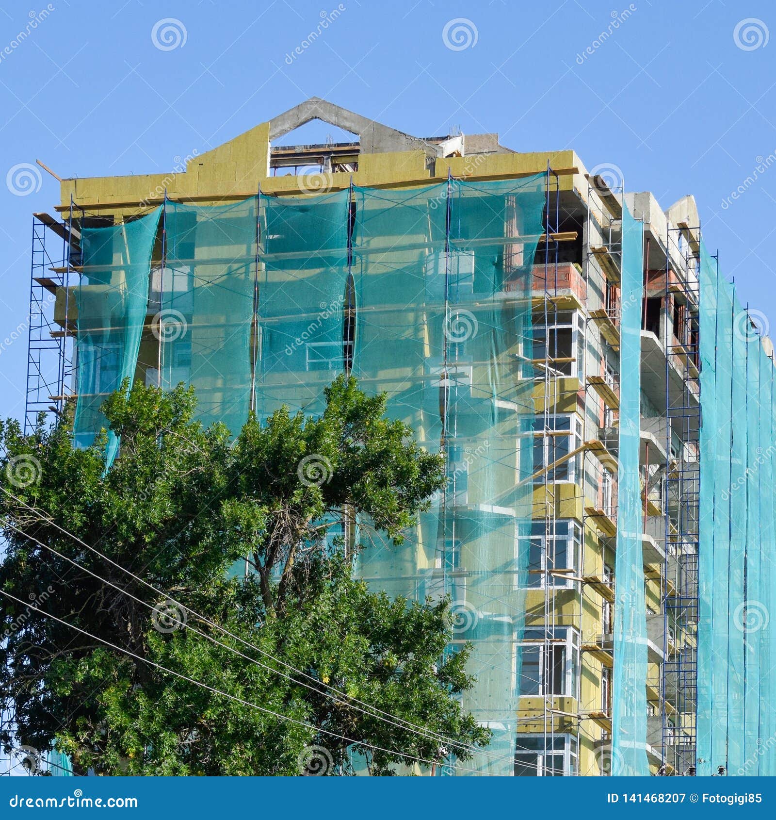 Safety Net in the Newly Built High-rise Building Stock Image - Image of ...