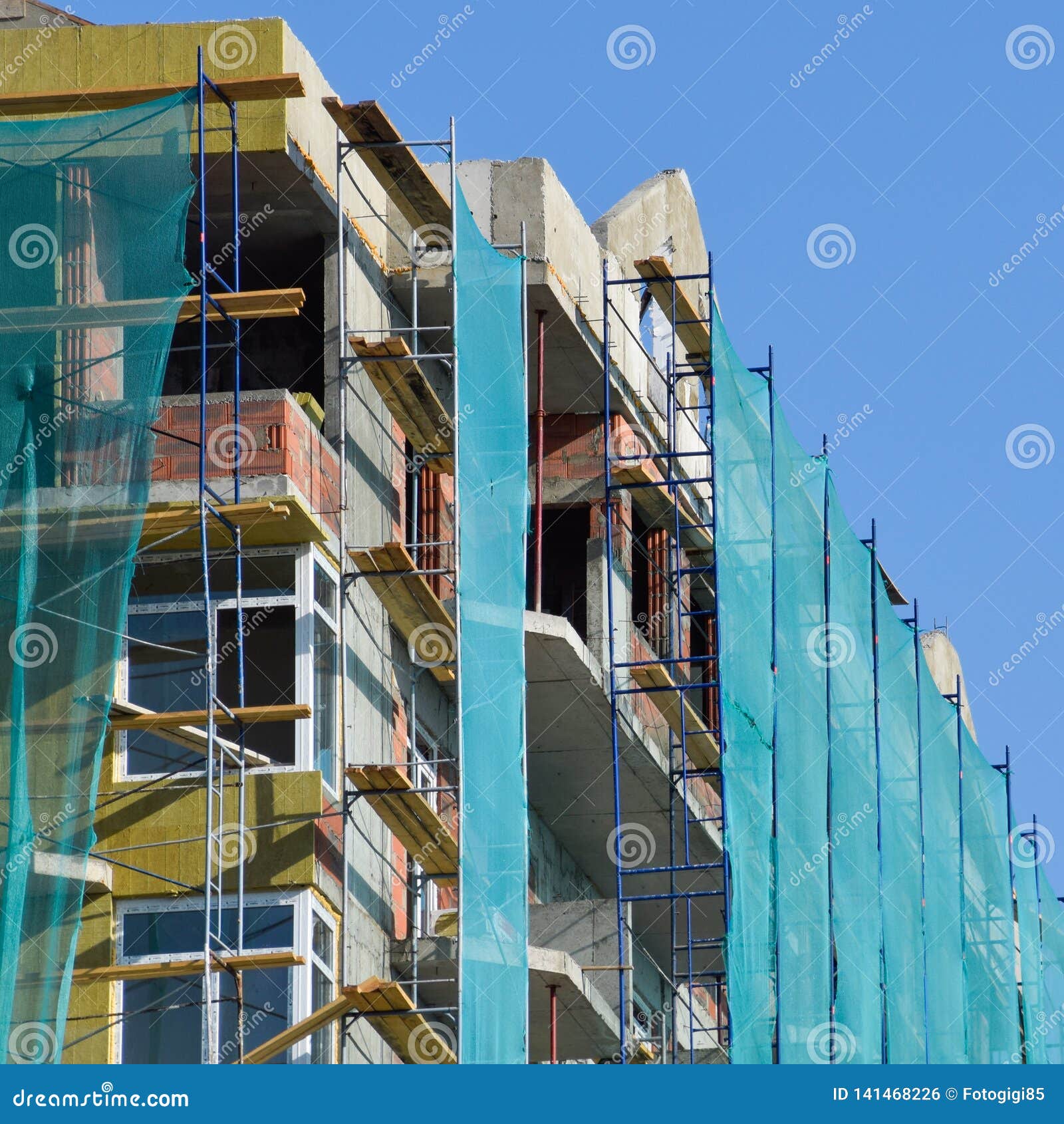 Safety Net in the Newly Built High-rise Building Stock Photo - Image of ...