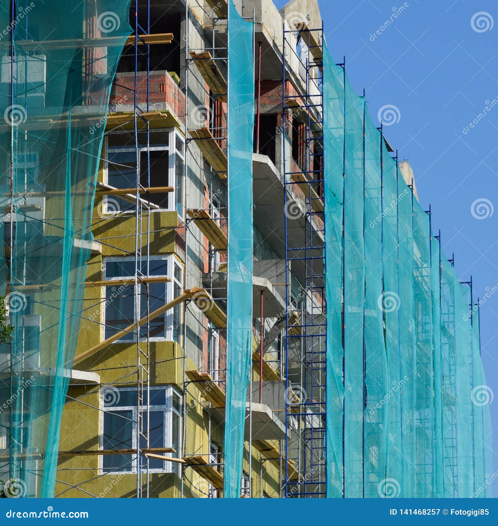 Safety Net in the Newly Built High-rise Building Stock Image - Image of ...