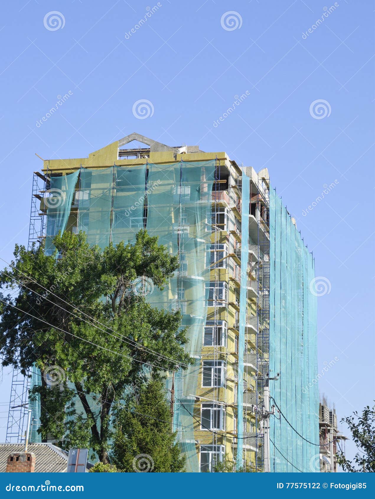 Safety Net in the Newly Built High-rise Building Stock Photo - Image of ...