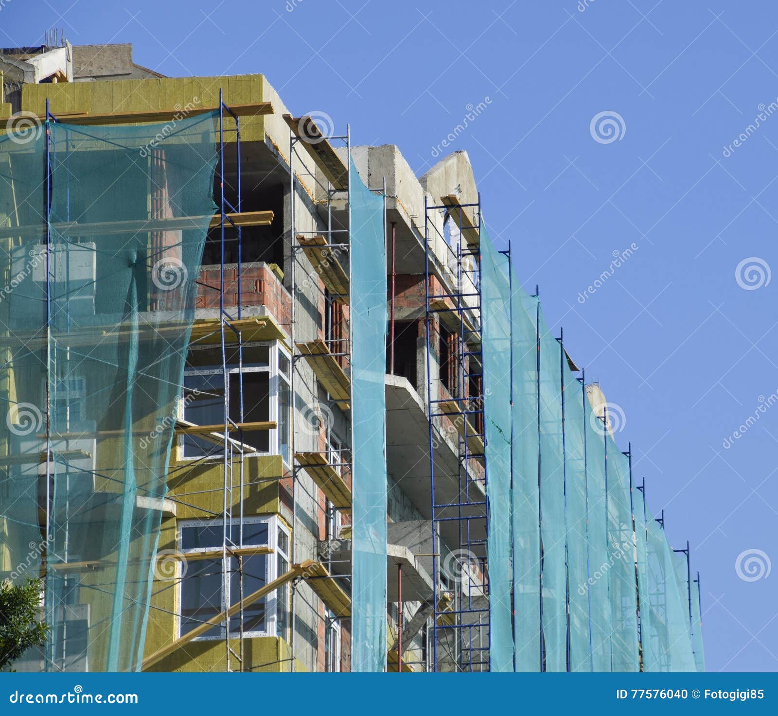 Safety Net in the Newly Built High-rise Building Stock Photo - Image of ...