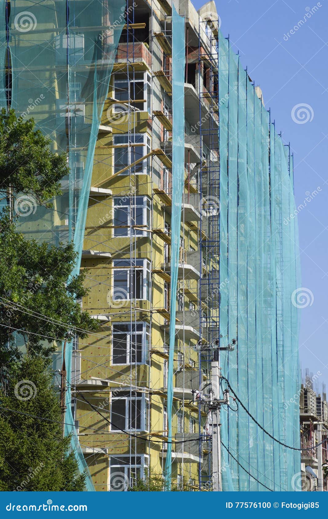 Safety Net in the Newly Built High-rise Building Stock Photo - Image of ...