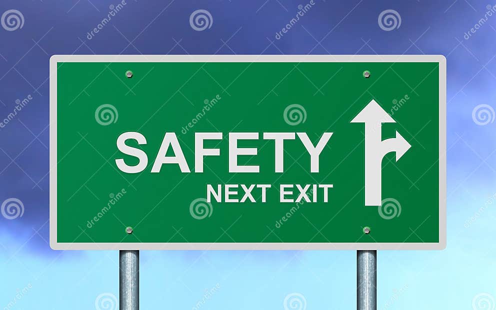 Safety Next Exit Road Sign. Stock Illustration - Illustration of safety ...