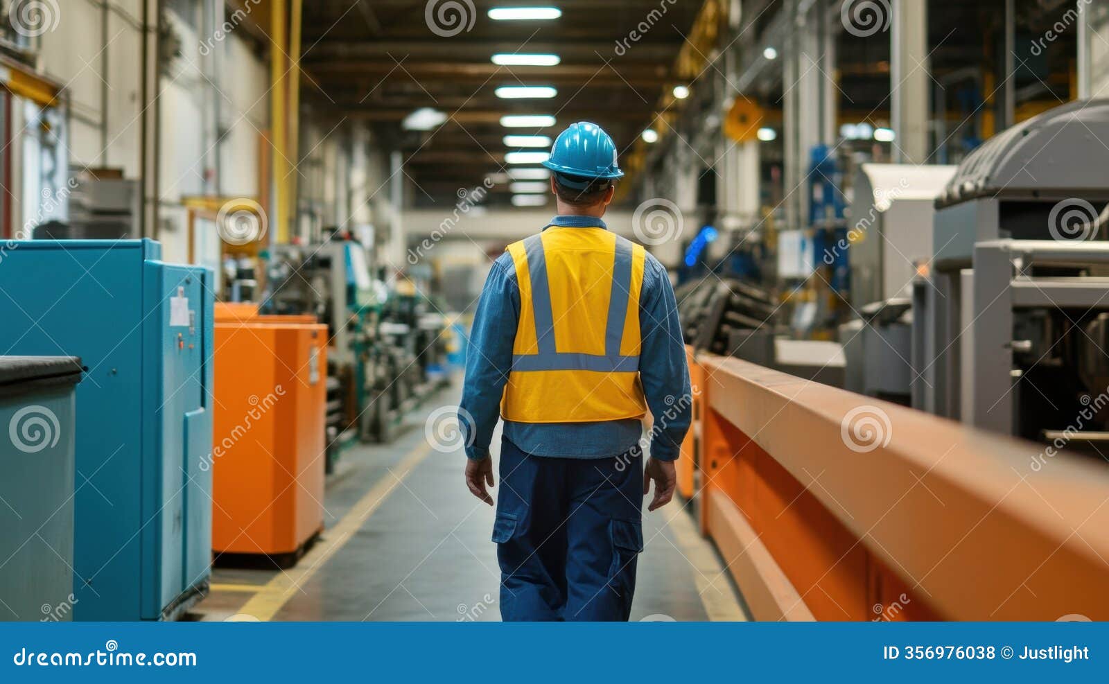 A Safety Officer Conducts a Walkthrough in the Factory Equipped with AR ...